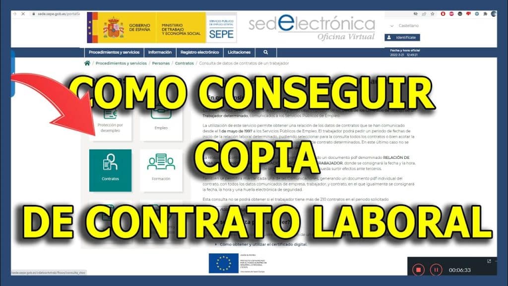 Cómo consultar datos de nuestro CONTRATO DE TRABAJO (SEPE) - Tusvideos